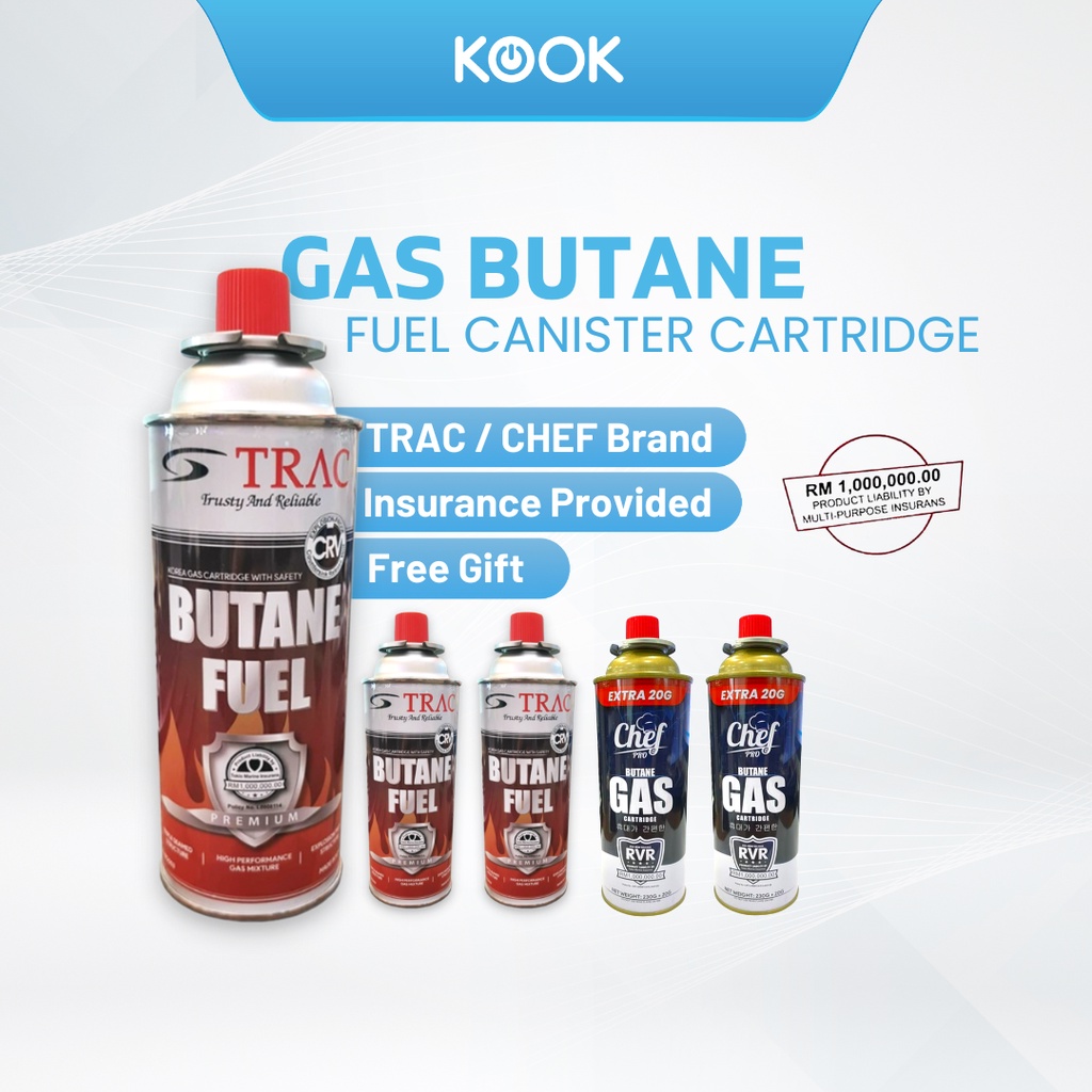 TRAC/CHEF Gas Butane Fuel 250g Canister Cartridge For Portable Gas ...