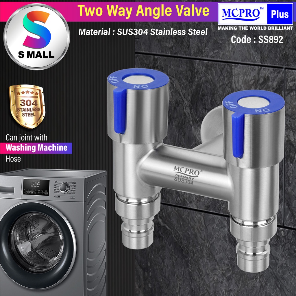 MCPRO SUS304 Stainless Steel Bathroom TWO WAY ANGLE STOP VALVE With ...