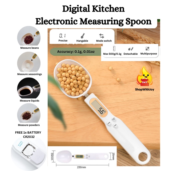 【ShopWithJoy】Electronic Spoon Weight Scale Digital Kitchen Weighing ...