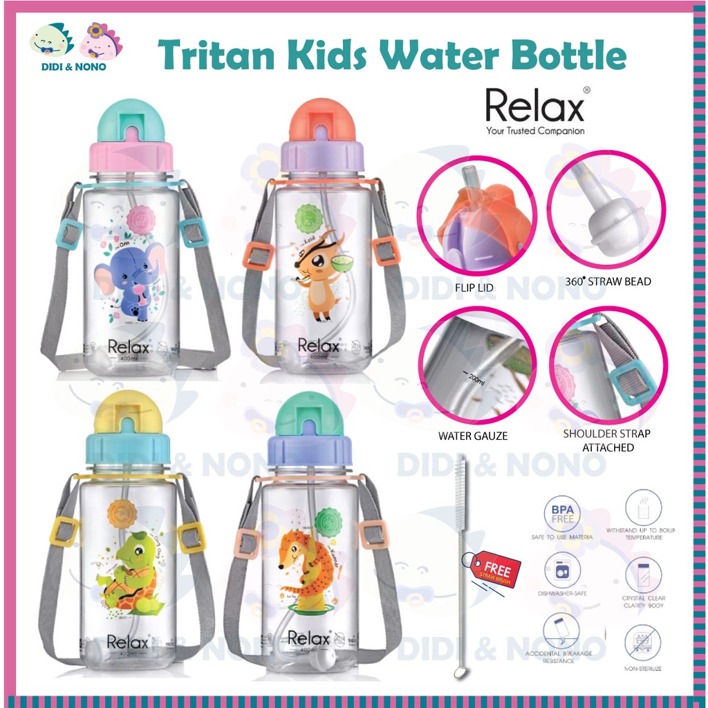 RELAX Tritan Kids Water Bottle ELEPHANT / KIJANG / TERRAPIN / PANGOLIN ...
