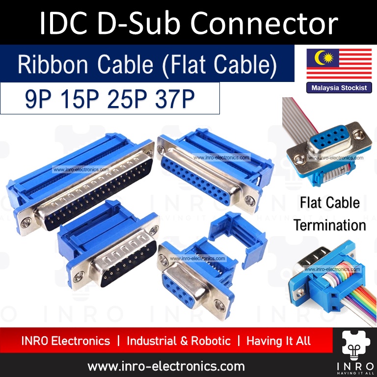 IDC D-Sub Connectors, Flat Cable, Ribbon Cable, DP9, DB15, DB25, DB26, DB35, DB44, DB50, DB62 ...