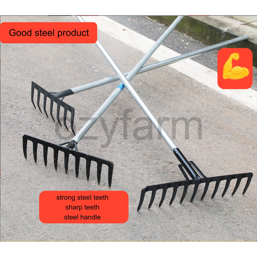 Penyakar rumput besi metal grass rake penyapu pencakar besi | Shopee ...
