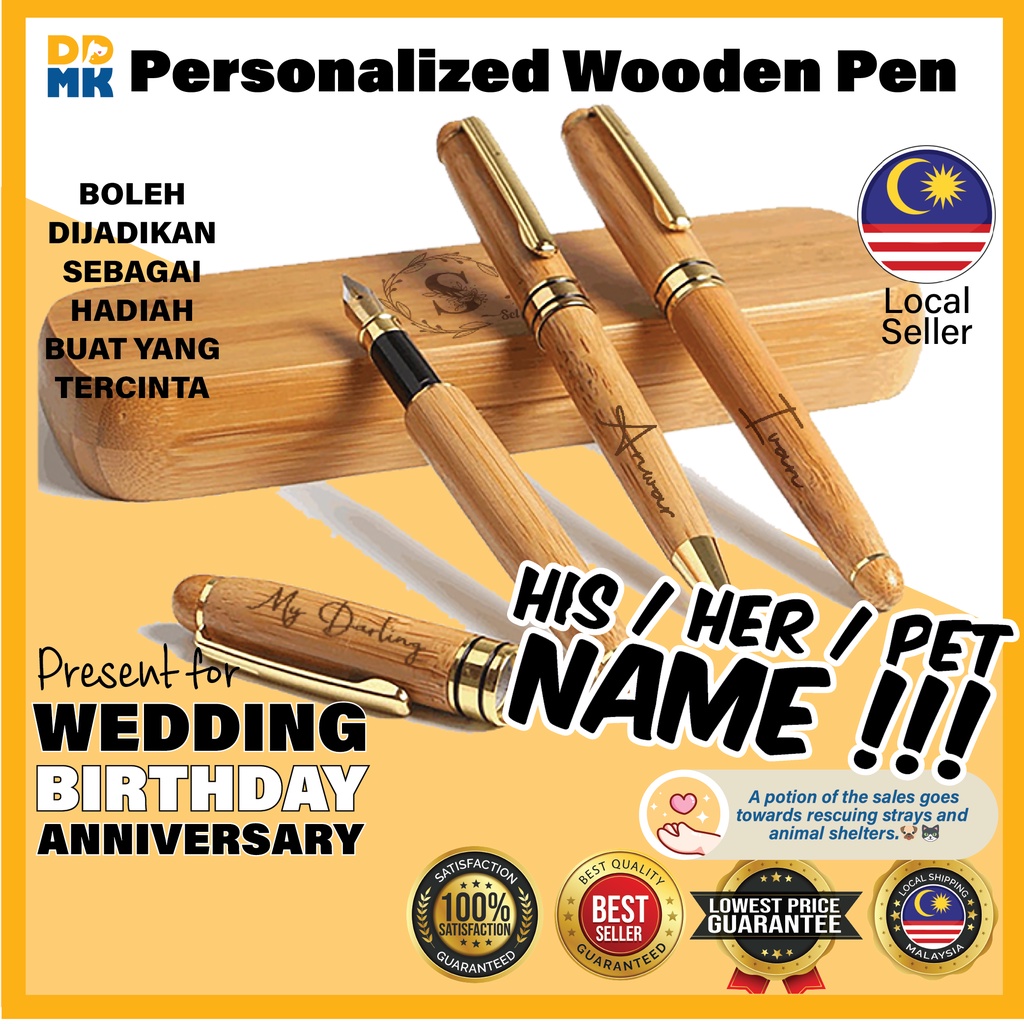Personalised Pen Custom Laser Engraving Pen Wooden Luxury Premium for ...