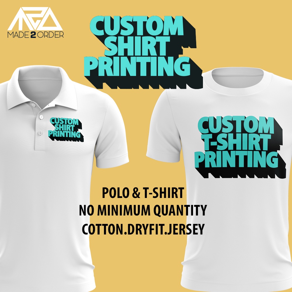 NO MOQ CUSTOM T-Shirt Printing- Round Neck Short Sleeve - Collar Polo ...