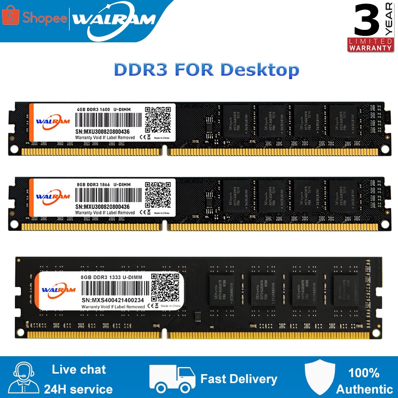 Walram UDIMM RAM 240pin 1.5V Memory Desktop Memory for PC (8GB/4GB DDR3 ...