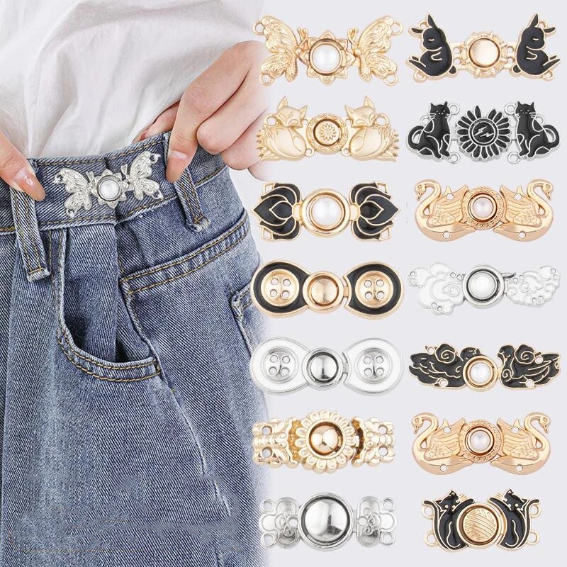 Cartoon Sewing-free Metal Snap Invisible Fixed Buttons Waist Brooches ...