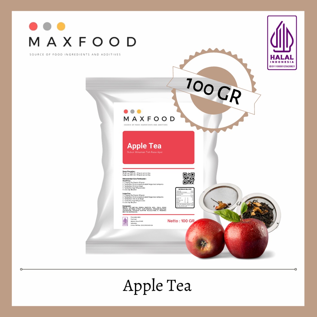 Maxfood - Apple Tea / Apple Tea / Apple Flavored Tea Powder 100 Grams ...