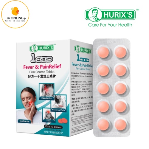 HURIX'S 1000 FEVER & PAINRELIEF FILM COATED TABLET 10'S | Shopee Malaysia