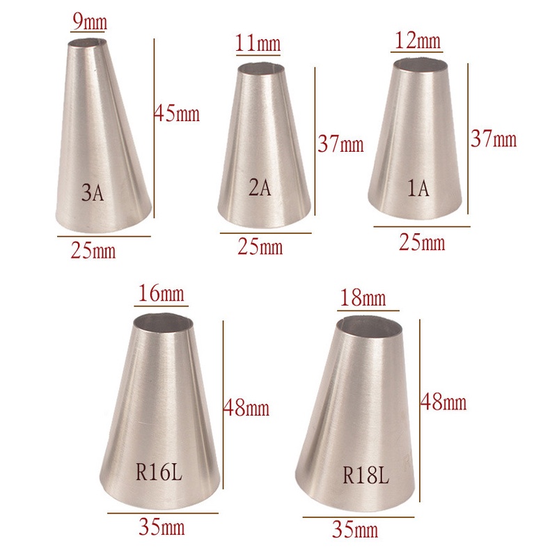 Nozzle Large Round 1A 2A 3A R16L R18L R22L 808 Cheese Tart Buncit Piping Tip Decorating Pastry ...