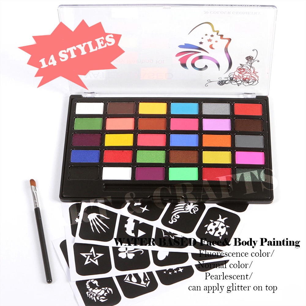 30 Colors Face Painting Makeup Set DIY Anime Cosplay Safe Non-Toxic Art ...