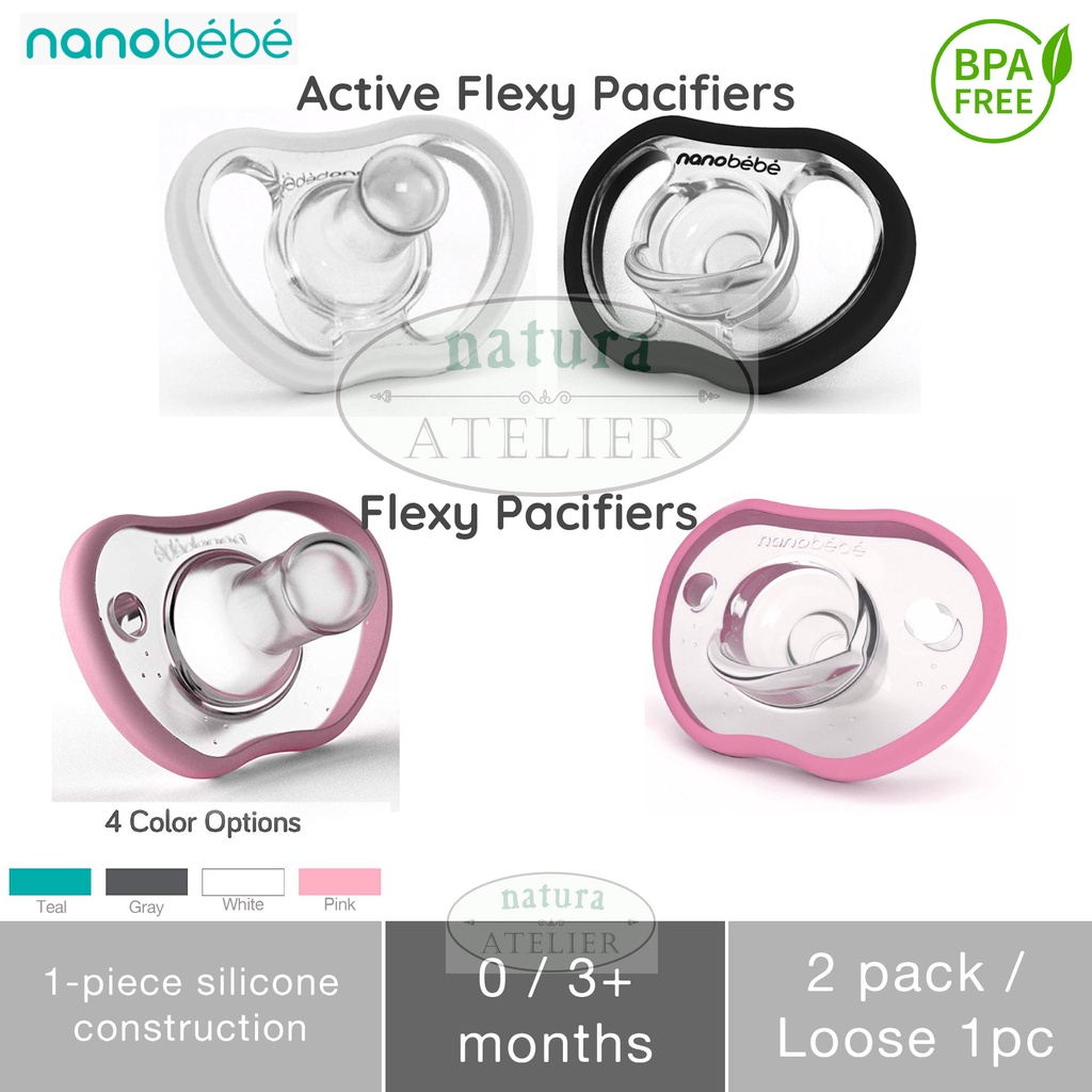 Nanobebe Active / Flexy Baby Pacifier 奶嘴 100% Silicone Bayi, 0 month ...