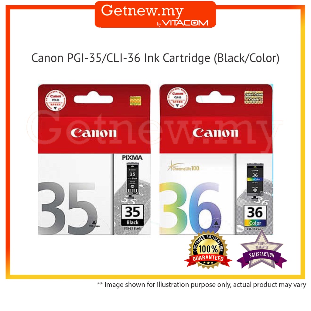 Canon PGI-35 CLI-36 (Genuine) Black Colour Ink PGI-35BK CLI-36CLR iP100 ...