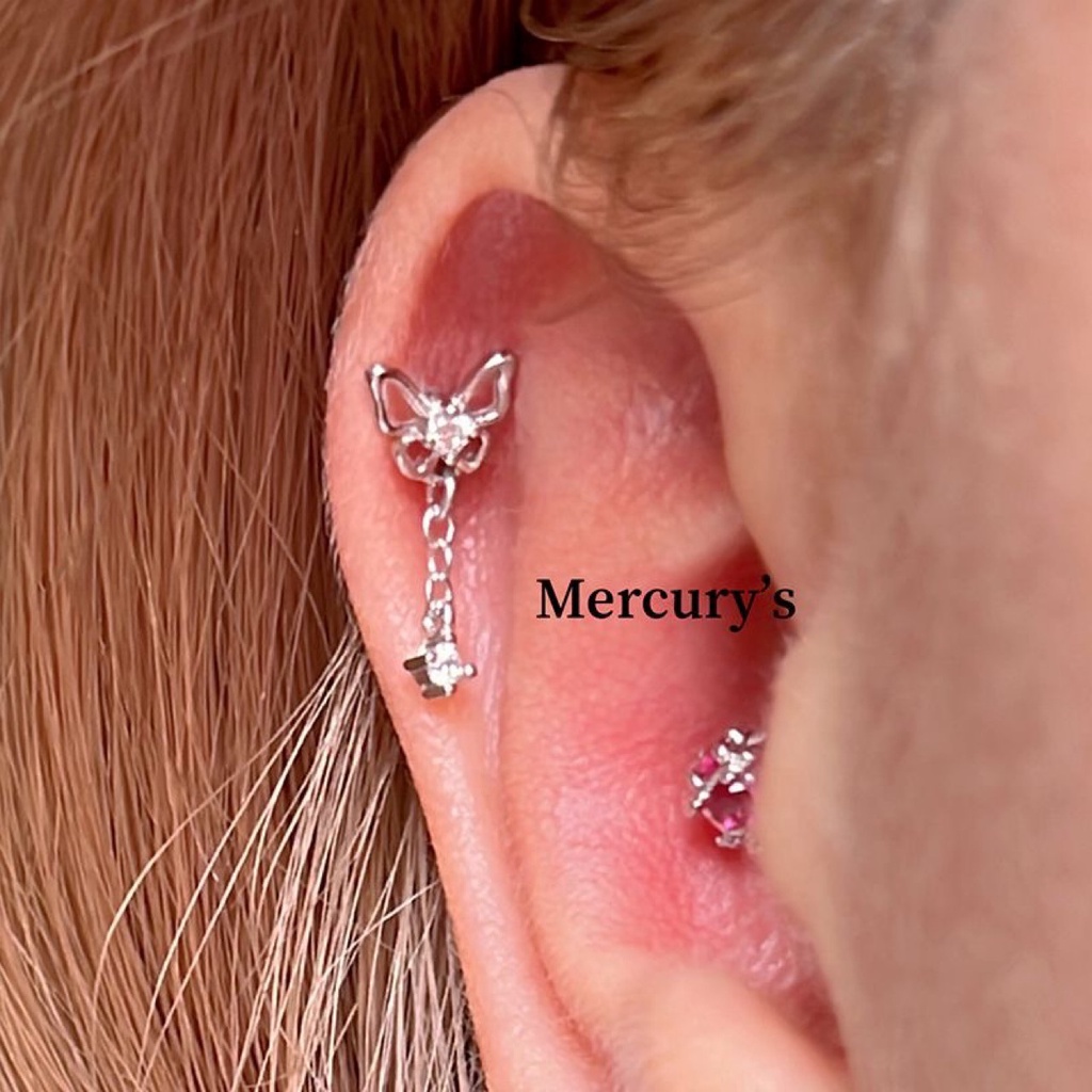 Love2Self E119 2pcs Hypoallergenic Stainless Steel Silver 925 Zirconia Butterfly Gold Ball Screw Helix Earrings for Women Shopee Malaysia