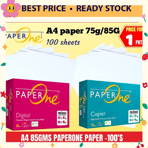 Paperone A4 Paper 100 Sheets / Kertas Putih A4 / White Paper / A4 Paper 70gsm 80gsm | Shopee ...