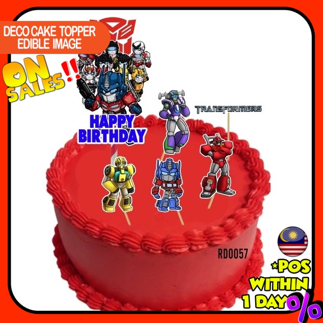 READY STOCK Happy Birthday Cake Topper Transformers Decoration Set ...
