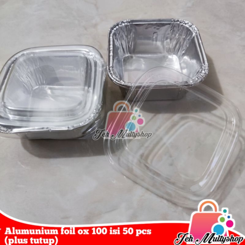 Aluminum foil tray ox 100 contains 50 pcs (plus lid/without lid) | Shopee Malaysia
