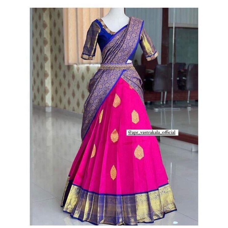 (READY STOCK)PAVADAI THAVANI Kanjiveram Silk pure Zari aaesalfg001/2/22 ...