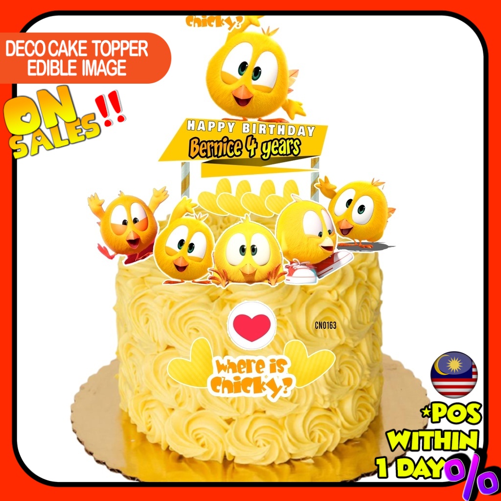 [CUSTOM NAME] Happy Birthday Cake Topper Where is Chicky Decoration Set ...