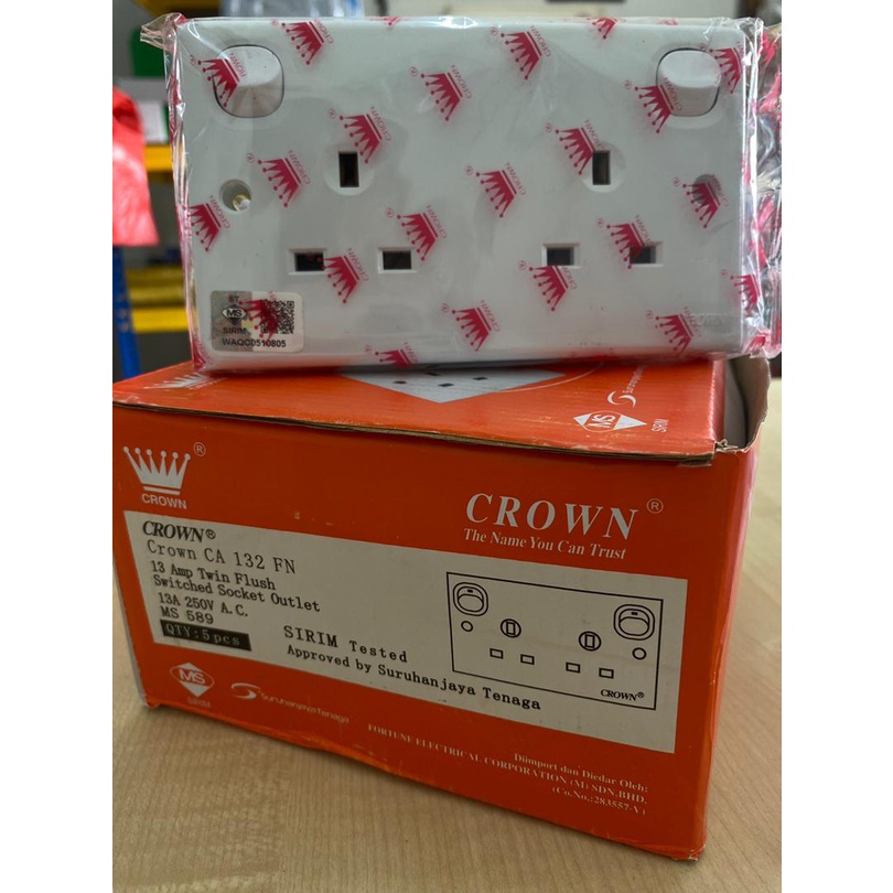 CROWN Double 13A Switch Socket (SIRIM) | Shopee Malaysia