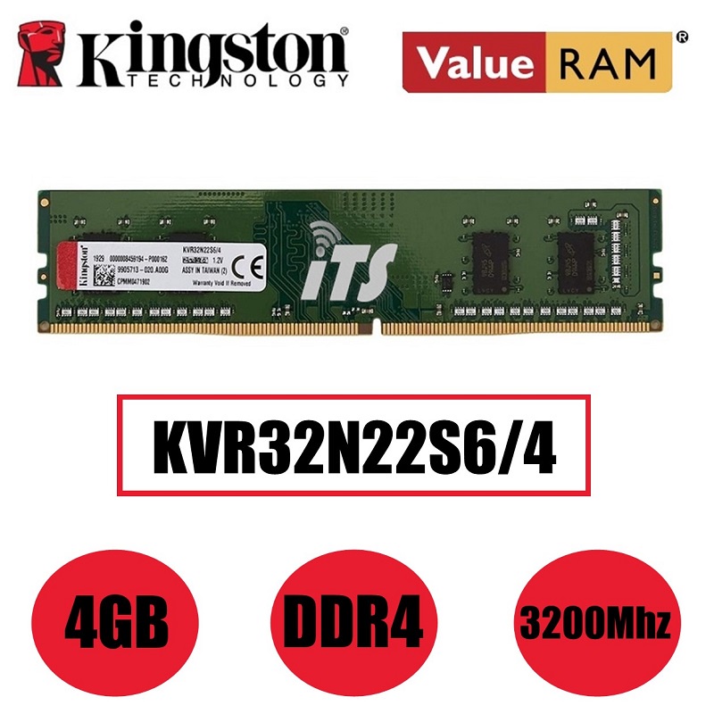 Kingston 4GB DDR4 Non-ECC DIMM 1Rx16 (2666Mhz CL19/3200Mhz CL22 ...
