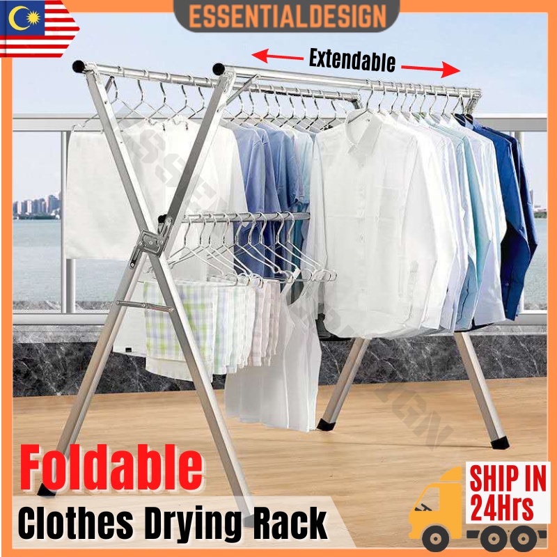 3 Poles Foldable Clothes Drying Rack Stainless Steel Ampaian Penyidai ...