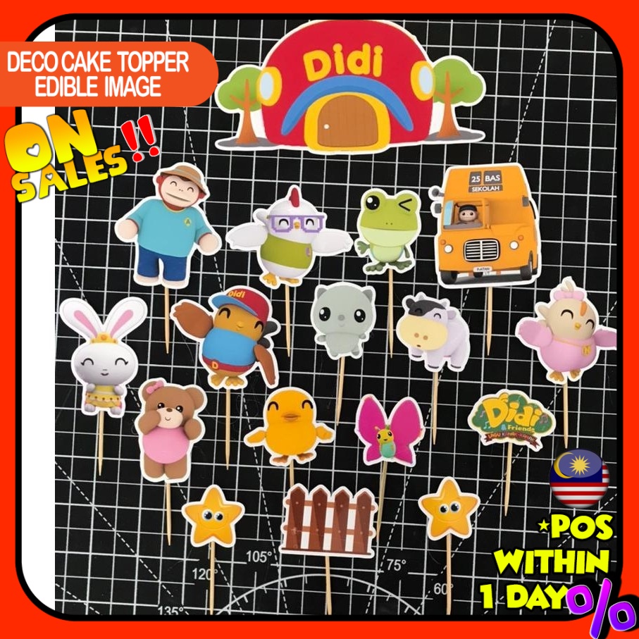 READY STOCK Happy Birthday Cake Topper Didi & Friends Decoration Set ...