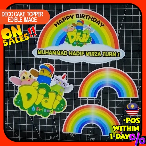 [CUSTOM NAME] Happy Birthday Cake Topper Didi & Friends Decoration Set ...