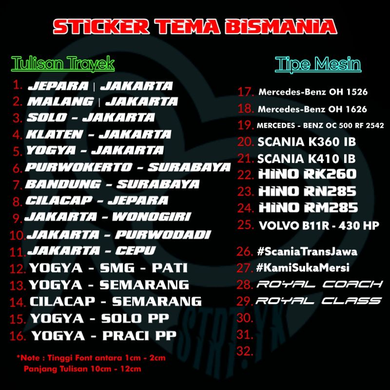 Bis NIGHT STICKER TRAYEK BUS SCANIA MERCEDES VOLVO HINO STICKER ...