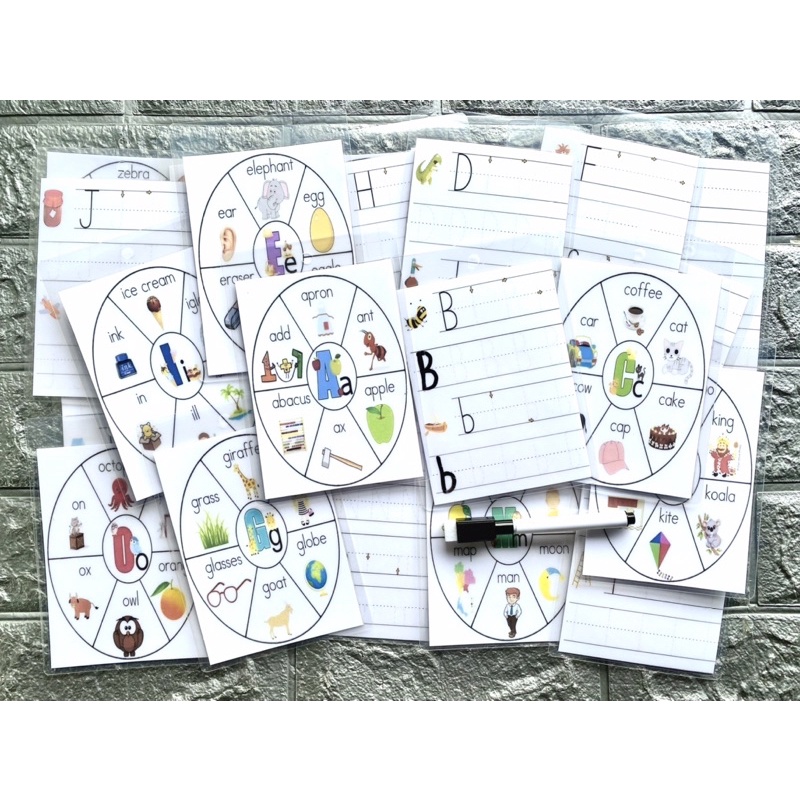 Reading Wheel and Letter Tracing Flashcard (LAMINATED) | Shopee Malaysia