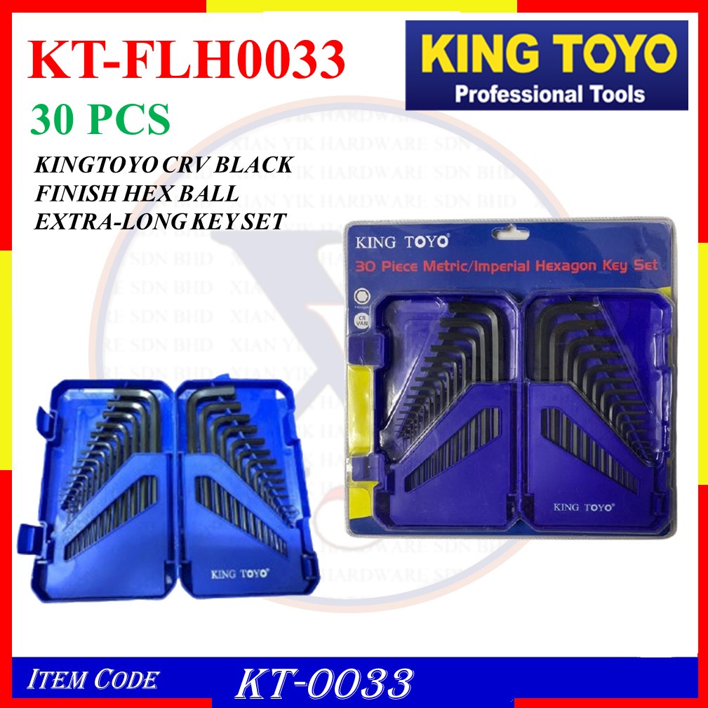 KT-0033 (30 PCS) KINGTOYO MM & AF CRV BLACK FINISH HEX BALL EXTRA-LONG ...