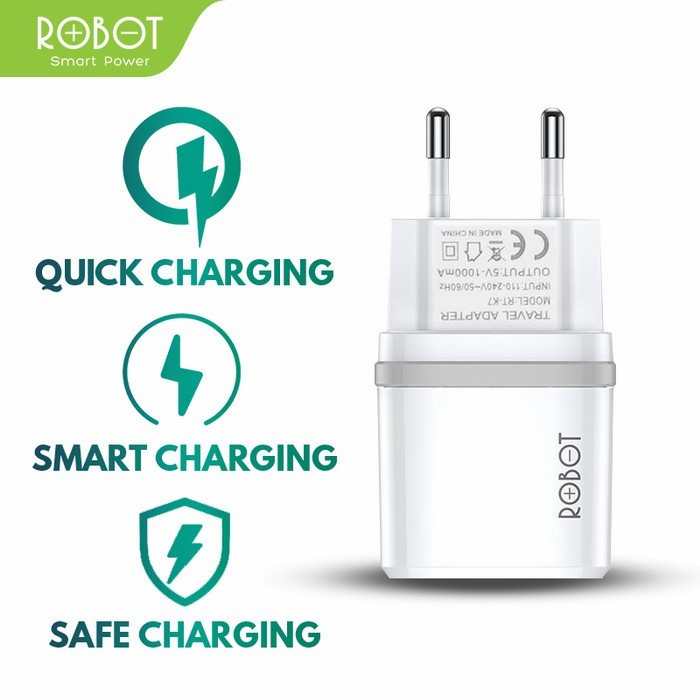 Robot RT-K7 Charger 1A With Cable Micro - Adapter Robot RT K7 1A Micro ...