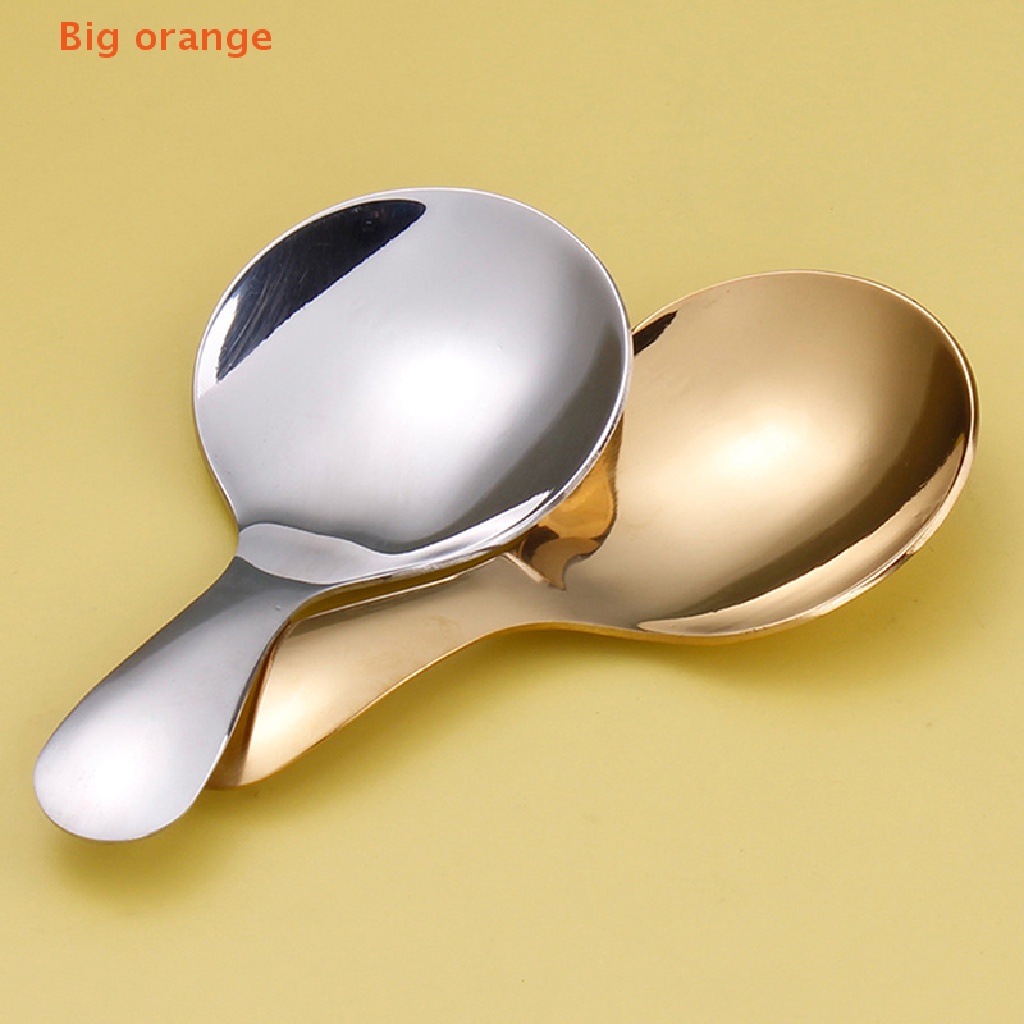 [Big orange] Cute Stainless Steel Spoon Short Handle Ice Cream Tea ...
