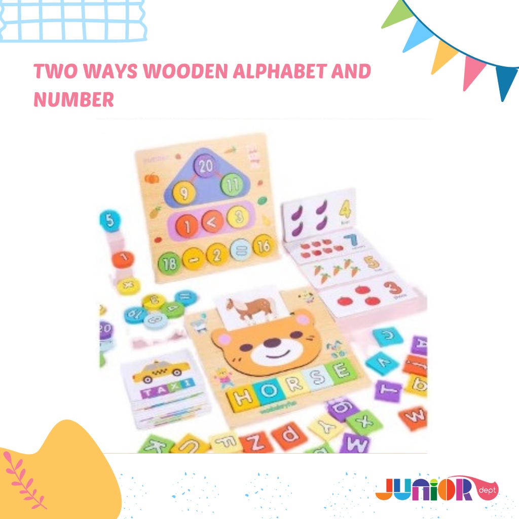 Two Ways Wooden Alphabet and Number / Learn Letters and Numbers ...