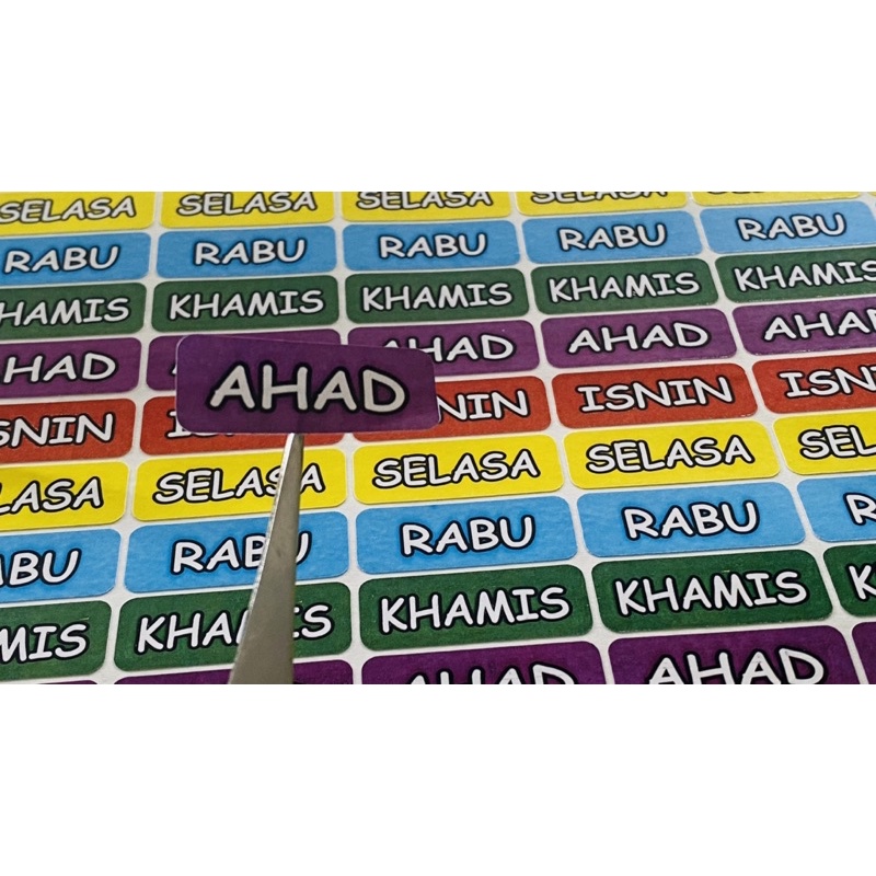 ️STIKER HARI UNTUK BUKU SEKOLAH 240PCS BIASA ️ | STICKER NAMA | AHAD ...