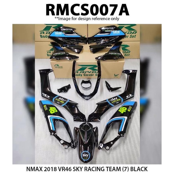 Rapido Cover Set Yamaha NMAX V1 V2 VR46 SKY RACING TEAM (7) BLACK Plug ...