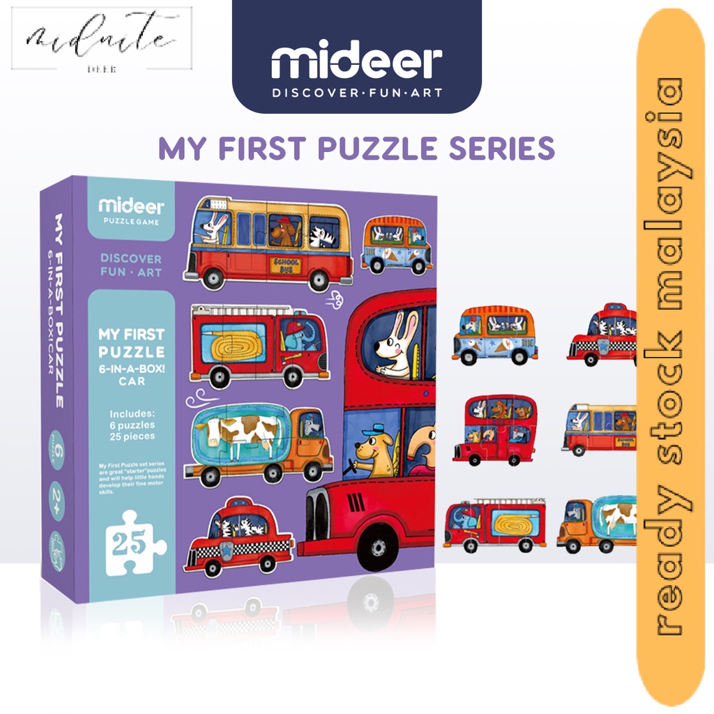 MIDEER My First Puzzle-Car With Animals 25pcs | Susun Suai Gambar ...