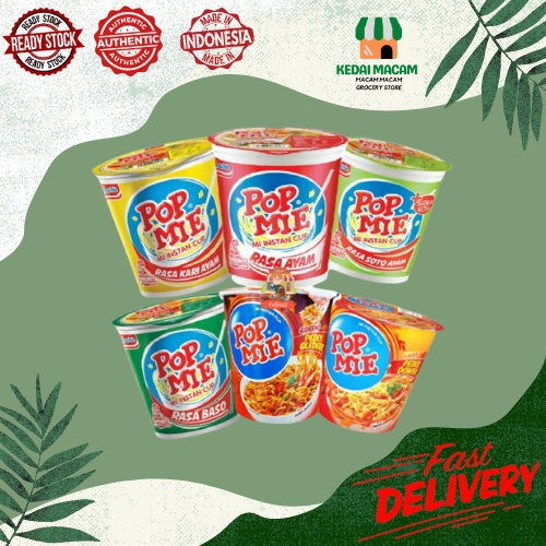 Pop Mie Instan Cup Indofood Product Indonesia Pedas Gledeek Dower Kari ...