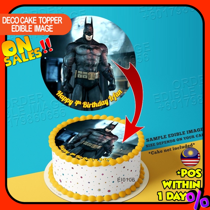 Printing EI Batman 1 Edible Image Print Cake Photo Icing Paper Birthday ...