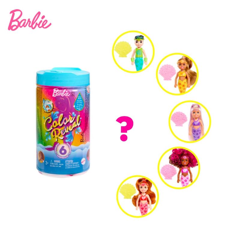 Barbie Chelsea Color Reveal Doll Mermaid With 6 Surprises - Color ...