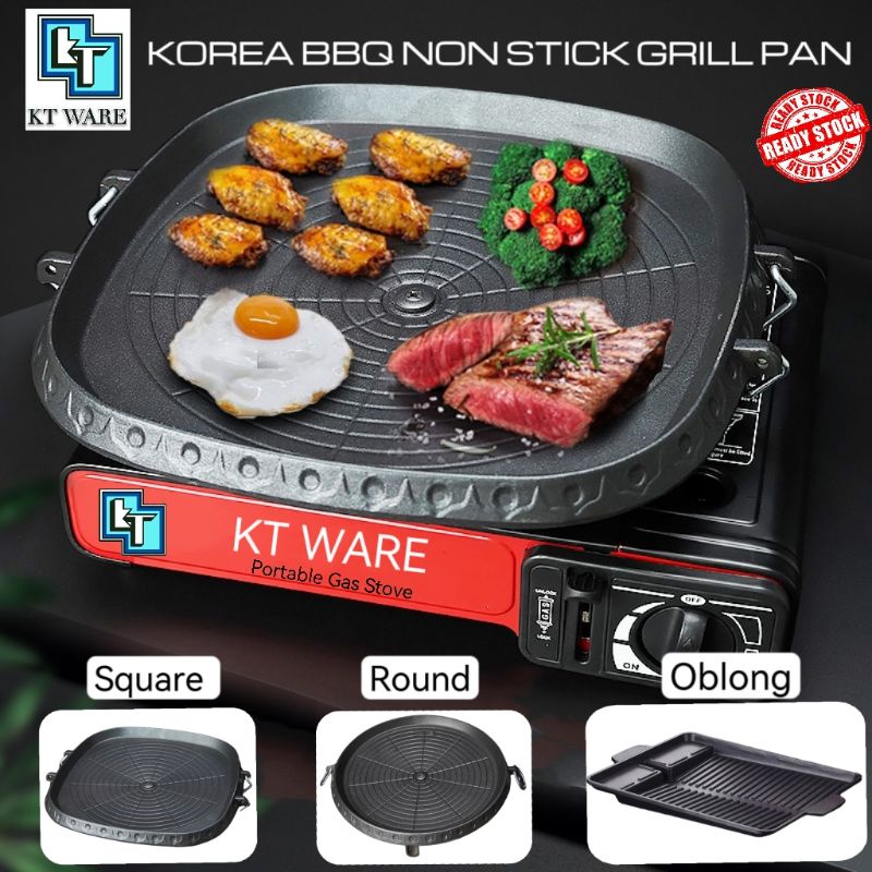 KT WARE Korean BBQ PAN Grill BBQ Frying Pan Teppanyaki Teriyaki Grill Multi Roaster BBQ Pan ...