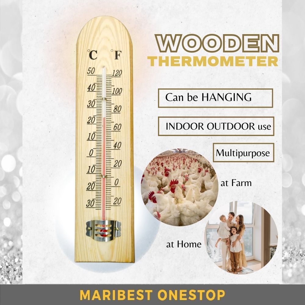 Wooden Thermometer Jangka Suhu Meter Bilik Outdoor Indoor Thermometer ...