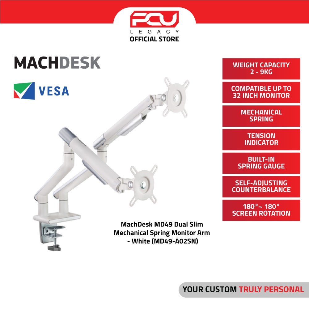 [PCULEGACY] MACHDESK MD49 DUAL SLIM MECHANICAL SPRING MONITOR ARM ...