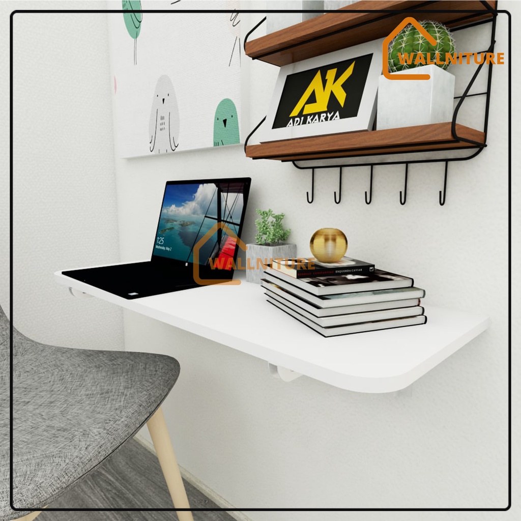 Folding Wall Table 80 x 30 Work Study Table Wall Mounted Shelf Iron ...