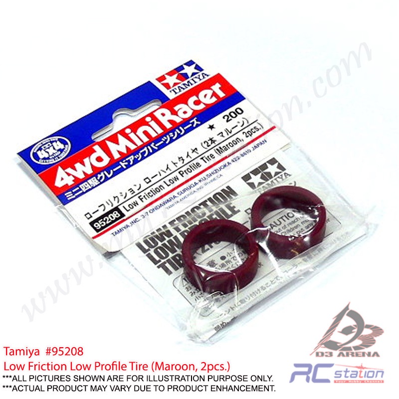 Tamiya 95208 - Low Friction Low Profile Tire (Maroon, 2pcs.) [95208 ...