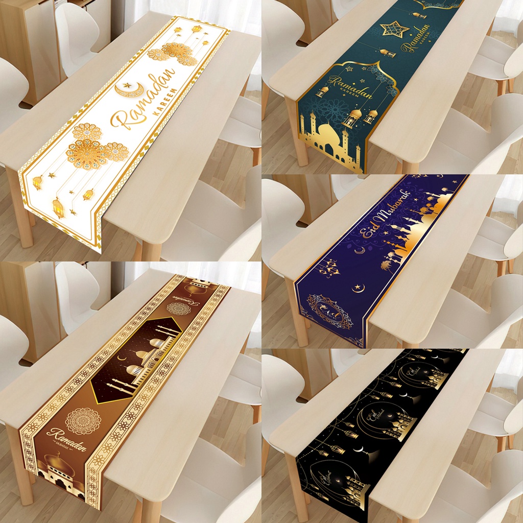 Huiran🌙35*180cm Polyester EID Mubarak Table Runner Hamper Raya ...