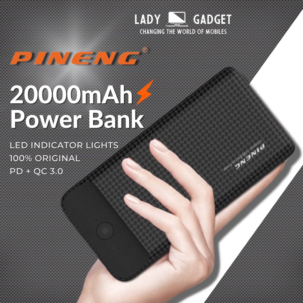 Pineng PowerBank 20000mAh Quick Charge Type-C PD+QC 20W 3.0 Fast Charge ...