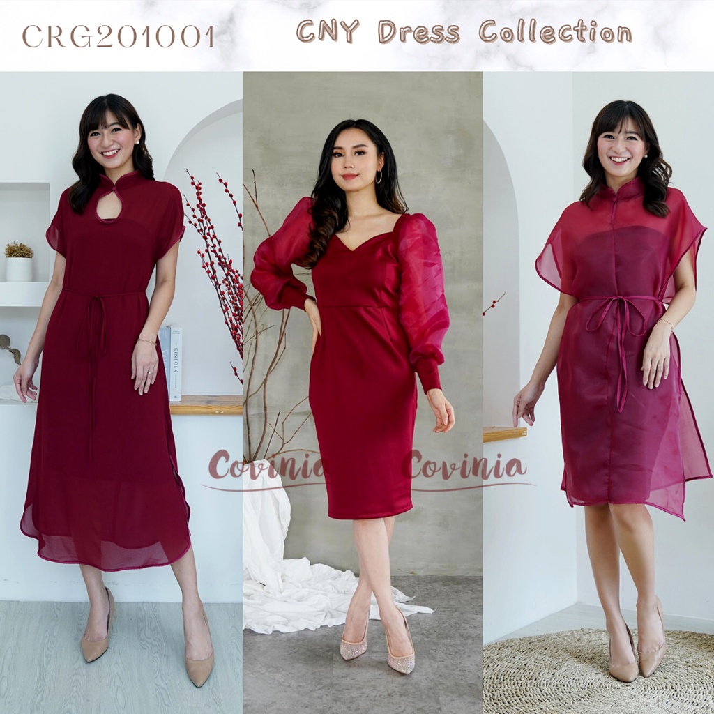 MERAH Crg201001 - Cny Dress Collection Red Chinese New Year Maroon ...