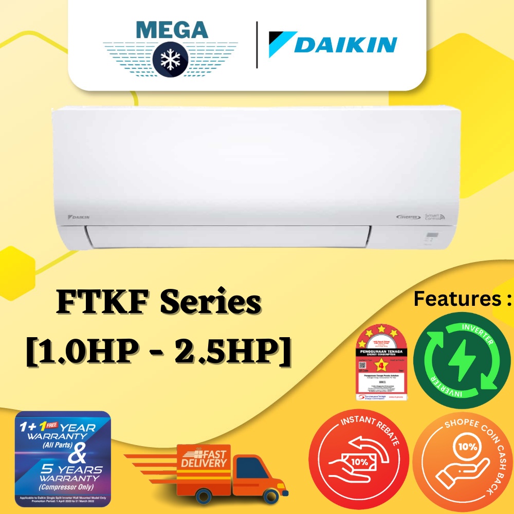 Daikin Aircond Inverter R32 1.0HP ~ 2.5HP FTKF MODEL (WITH WIFI ADAPTOR) | Shopee Malaysia