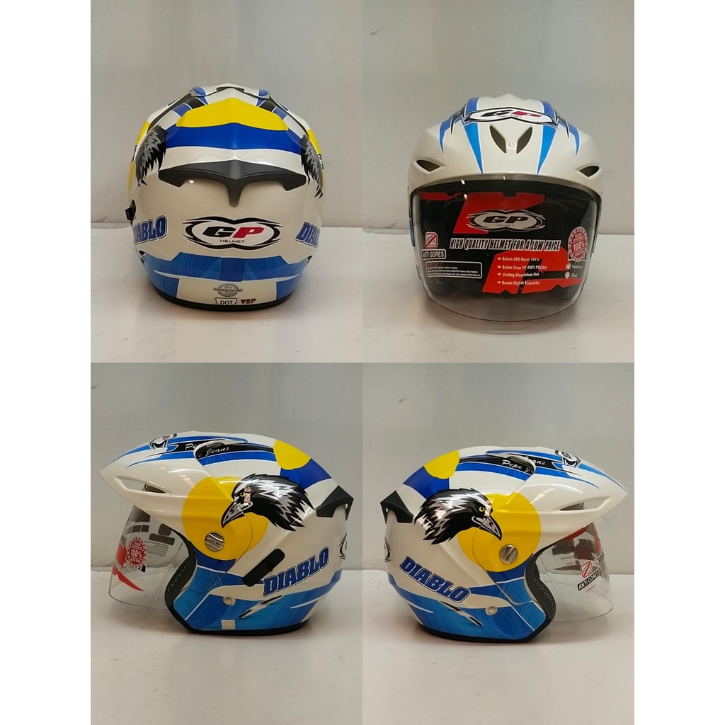New Diablo Invinity GP Half Face Helmet double visor (SNI) | Shopee ...