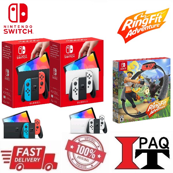 Nintendo Switch OLED Model Console + Ring Fit Adventure Bundle (White ...